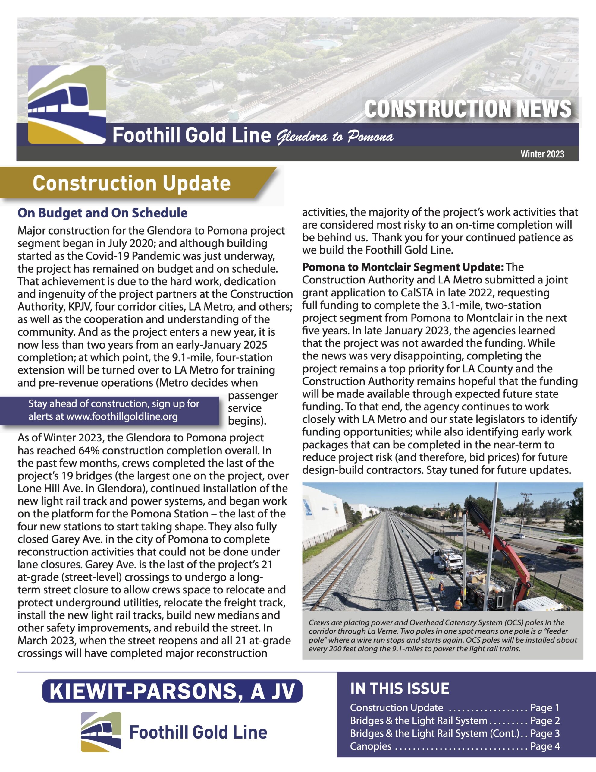 Now Available: Winter 2023 Foothill Gold Line Project Update Newsletter ...